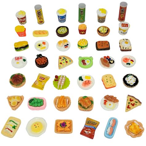 Kit Com 5 Miniaturas De Comidas Fofas Para Cozinha Da Barbie Sortidas