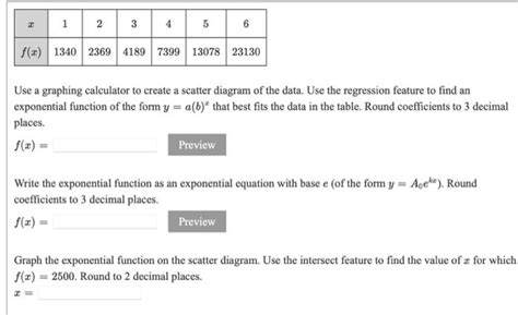 Solved Use A Graphing Calculator To Create A Scatter Diagram