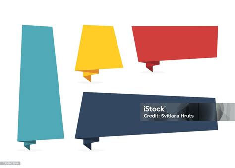 종이 접기 스타일 스티커 및 배너 템플릿 흰색 배경에 격리 다른 색상의 레이블 디자인 템플릿 화려한 배너 세트입니다 Brand Name Online Messaging