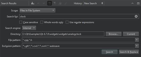 Search In Projects Or File Systems Qt Creator Documentation