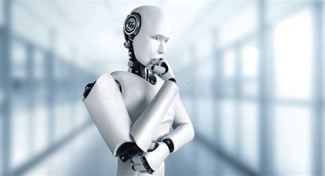 Mlb Thinking Ai Humanoid Robot Analyzing Information Data Stock