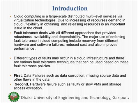 Adaptive Fault Tolerance In Cloud Survey PPT