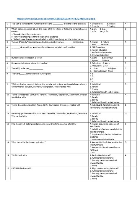 250 Question Bank Uhv Universal Human Values Mcq Question With Answer