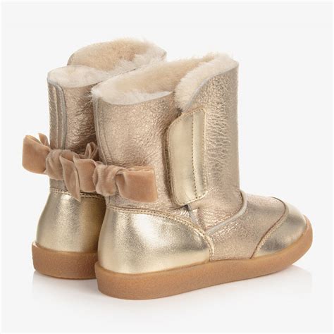 Falcotto by Naturino - Girls Gold Leather Boots | Childrensalon