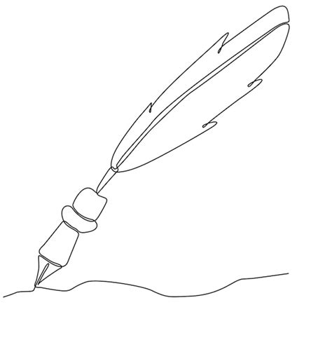 펜 깃털 벡터 일러스트 레이 션의 연속 선 그리기 프리미엄 벡터