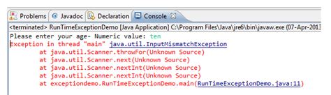 Types Of Exceptions W3resource