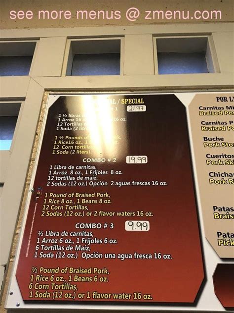Online Menu Of Carnitas El Rinc N Vallejo Restaurant Vallejo California Zmenu