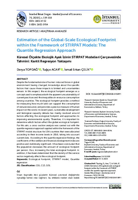 Pdf Estimation Of The Global Scale Ecological Footprint Within The