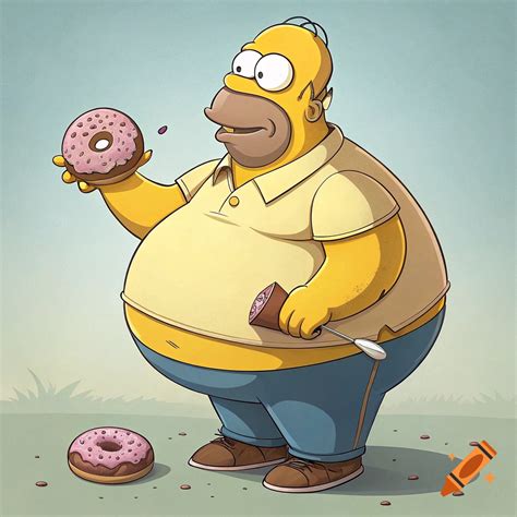 Cartoon Homer Simpson Holding A Donut And Sausage On Craiyon