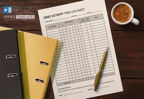 Download Free Printable Daily Activity Log Sheet Template In Ms Word