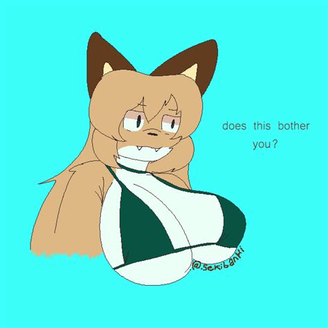 Rule 34 1girls Anthro Averi Fiddleafox Big Breasts Bikini Bikini Top Blue Background Breasts