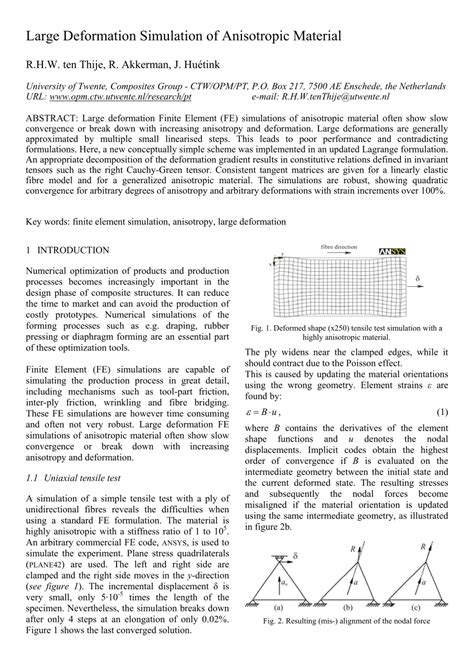 Pdf Large Deformation Simulation Of Anisotropic Material