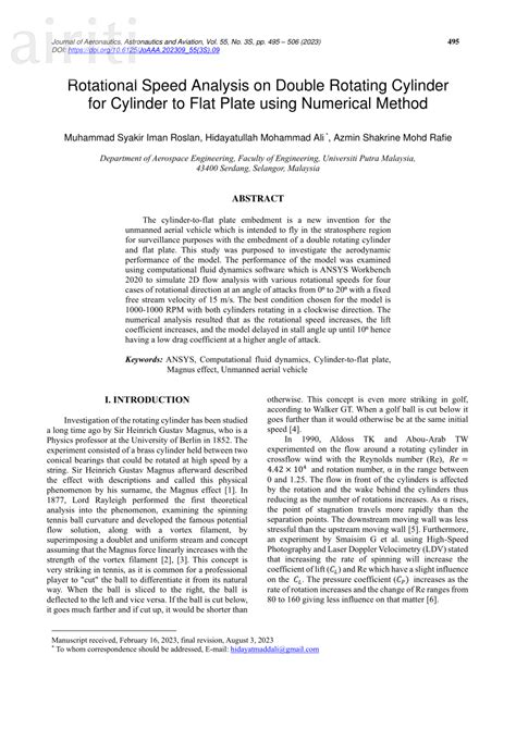 Pdf Rotational Speed Analysis On Double Rotating Cylinder For Cylinder To Flat Plate Using