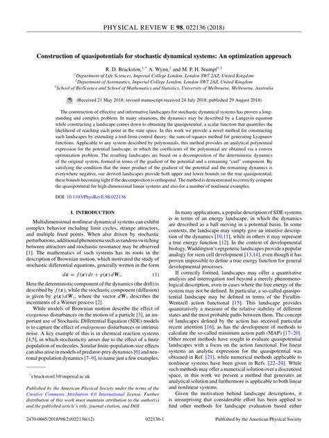 Pdf Construction Of Quasipotentials For Stochastic Dynamical Systems An Optimization Approach
