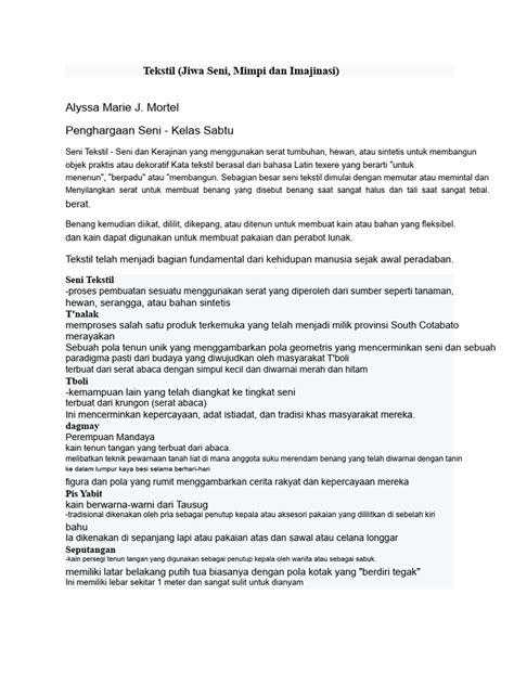 Seni Dan Teknik Dalam Tekstil Pdf