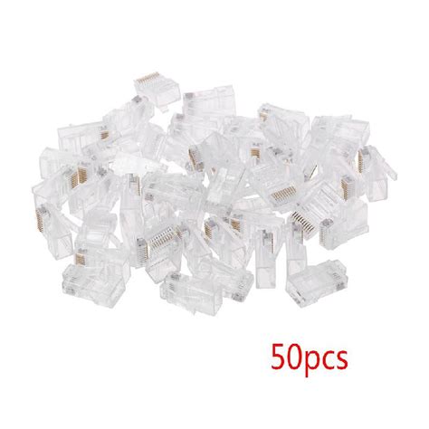Hgycpp Pack Of 50 Rj45 48 Connector Network Cable Connector Cat6a Cat7 Rj45 Plug Shielded 10p10c