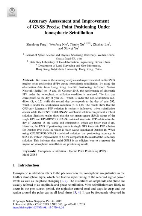 Pdf Accuracy Assessment And Improvement Of Gnss Precise Point