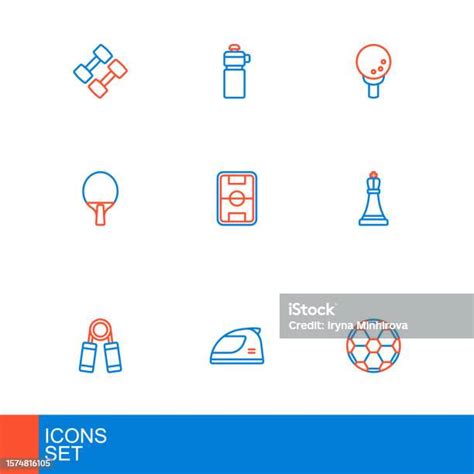 세트 라인 축구 축구 공 레이싱 헬멧 스포츠 확장기 체스 라켓 축구장 티에 골프 및 피트니스 셰이커 아이콘 벡터 가루로 빻은에 대한 스톡 벡터 아트 및 기타 이미지 Istock
