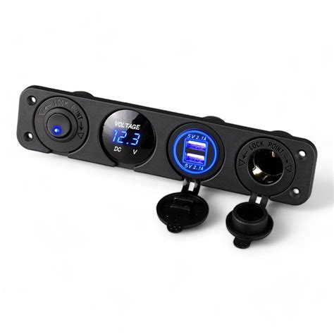 4 In 1 Usb 12v Socket Voltmeter And Switch Surface Mount Campervan Builders