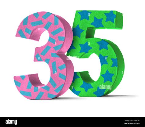 Colorful Number Of Cardboard Number 35 Stock Photo Alamy