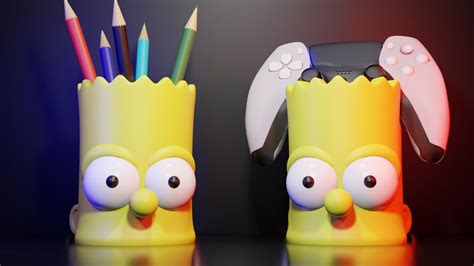 Bart Simpson Controller Holder Pot Controller Holder Gaming Decor