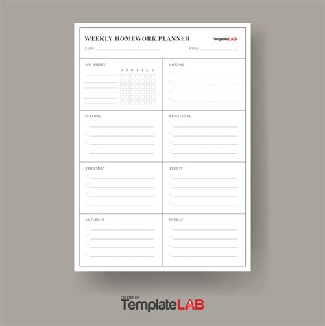 Cute Weekly Homework Planner Template