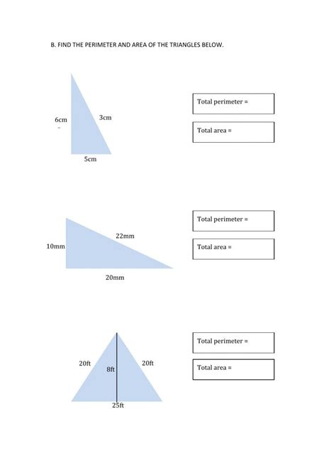 Perimeter And Area Of Triangles Worksheet Live Worksheets Worksheets Library