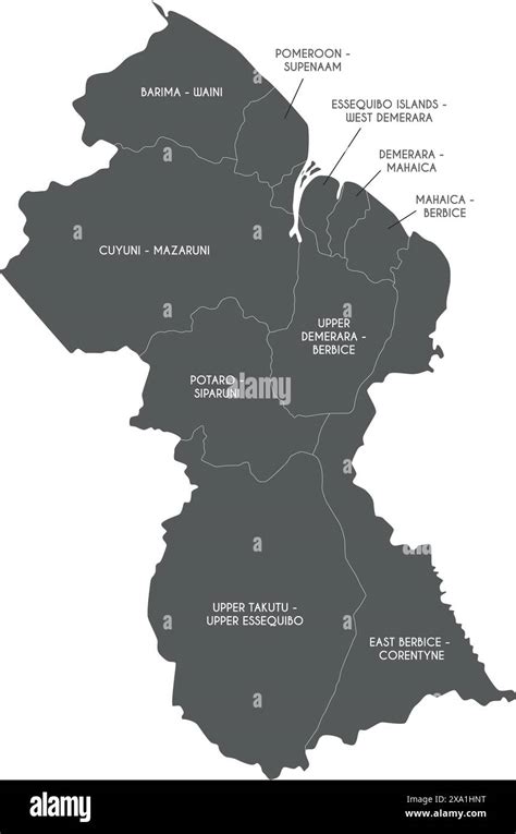 Vector Map Of Guyana With Regions And Administrative Divisions Editable And Clearly Labeled