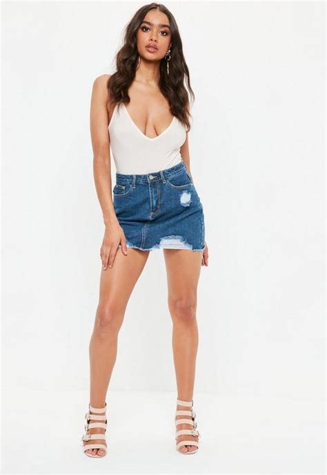 Blue Ripped Denim Micro Mini Skirt Missguided