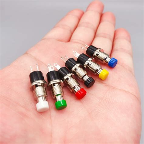6pcs PBS 110 7MM Momentary Push Button Switch Press The Reset Switch Momentary On Off Push