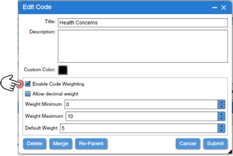 Code Weights Dedoose Learning Center
