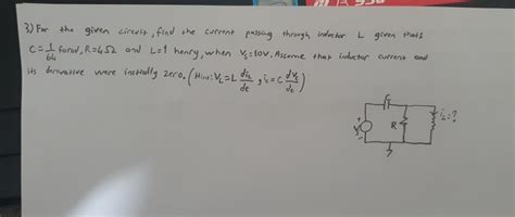 solved 3 for the given circuit find the current passing