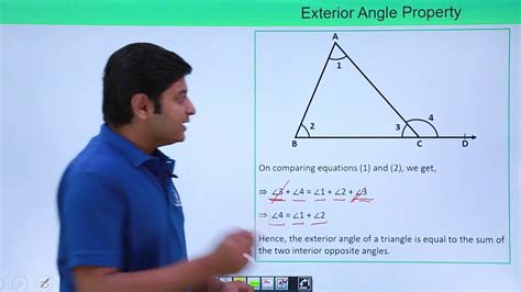 Class 9th Lines And Angles Exterior Angle Property Youtube