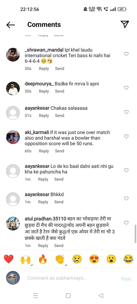 Subham On Twitter Insta Comment Section Of Harshal Patel 😢