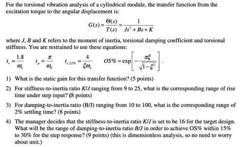 Solved For The Torsional Vibration Analysis Of A Cylindrical