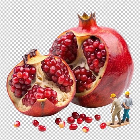 Miniature Workers Take Out The Seeds Of The Pomegr Premium Ai Generated Psd