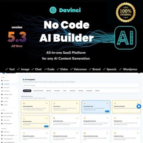 Jual Source Code Aplikasi Ai Saas Davinci Ai Platform Laravel