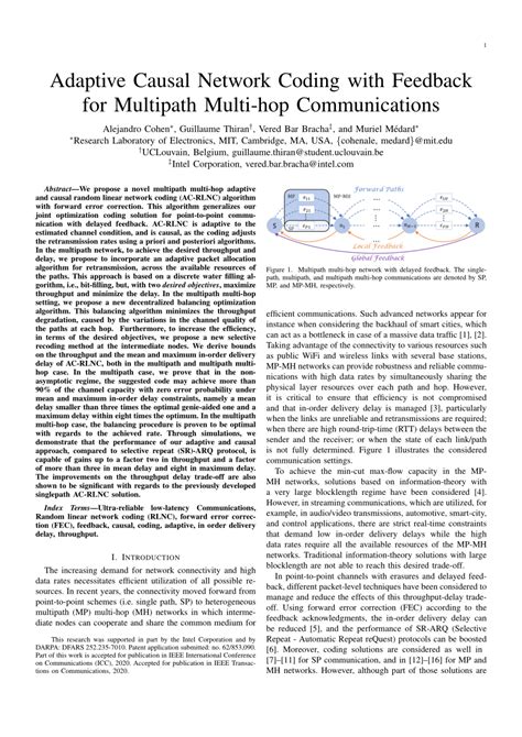 Pdf Adaptive Causal Network Coding With Feedback For Multipath Multi