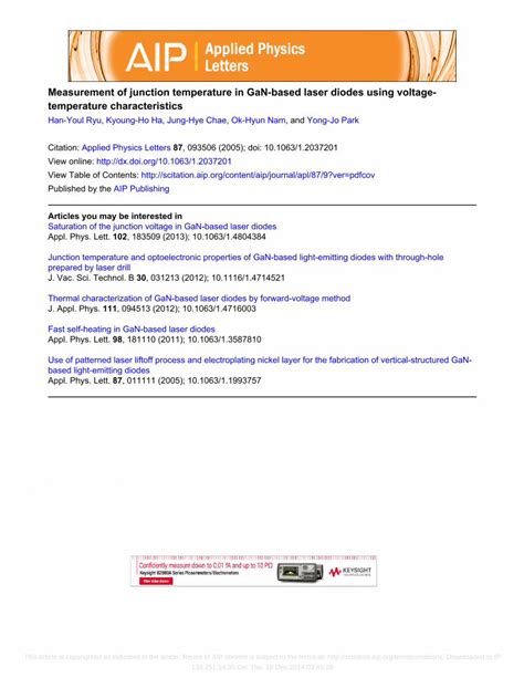 Pdf Measurement Of Junction Temperature In Gan Based Laser Diodes