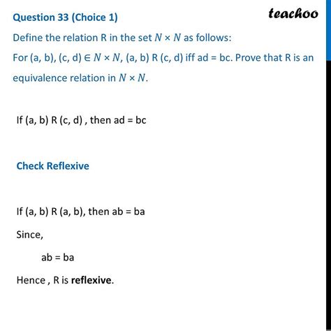 [class 12] define relation r in set 𝑁 × 𝑁 as follows for a b c