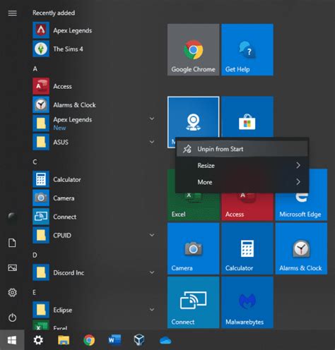 Windows How To Remove Live Tiles From Start Menu Technipages