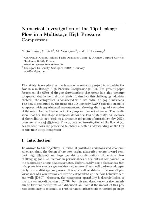 Pdf Numerical Investigation Of The Tip Leakage Flow In A Multistage