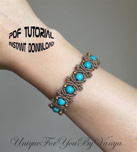 Macrame Bracelet Pattern Pdf Bangle Tutorial Diy Bracelet Easy Beaded Bracelet Etsy