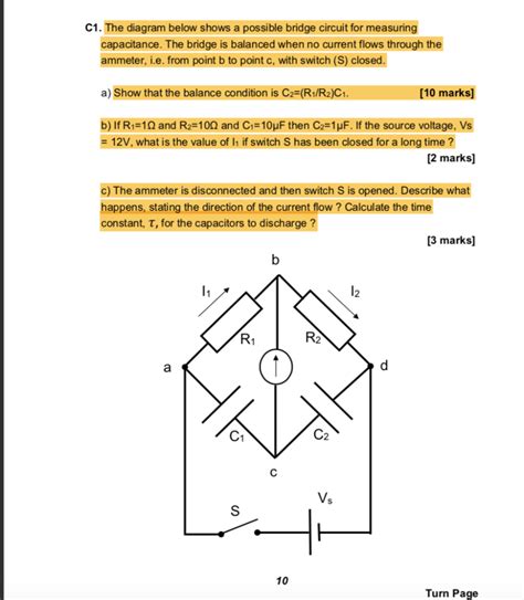 Solved C The Diagram Below Shows A Possible Bridge Circuit Chegg Com