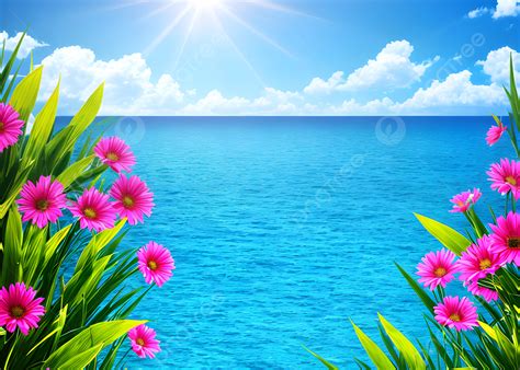 여름 신선한 아름다운 바다 배경 자연 해변 여름 배경 일러스트 및 사진 무료 다운로드 Pngtree