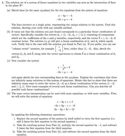 Solved The Solution Set Of A System Of Linear Equations In Chegg Com