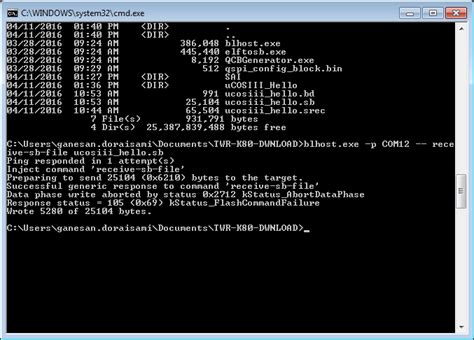 blhost error on twr k80f150m nxp community
