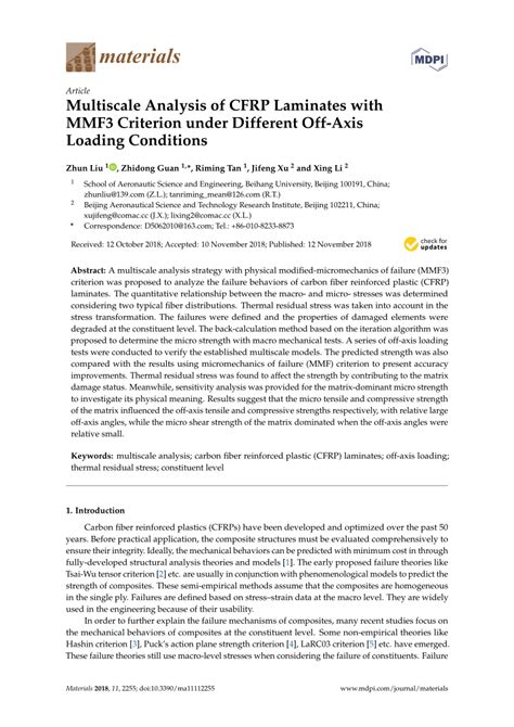 Pdf Multiscale Analysis Of Cfrp Laminates With Mmf3 Criterion Under Different Off Axis Loading