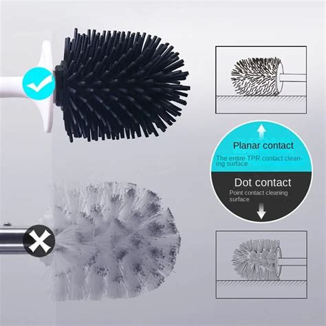 Badu Bg Баня Черна четка за тоалетна Мека Tpr силиконова глава на четката Без мъртви ъгли