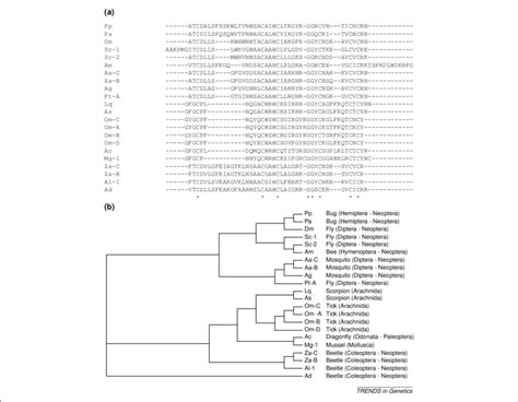 A Sequence Alignment Of Arthropod And Mollusk Mature Defensins Download Scientific Diagram